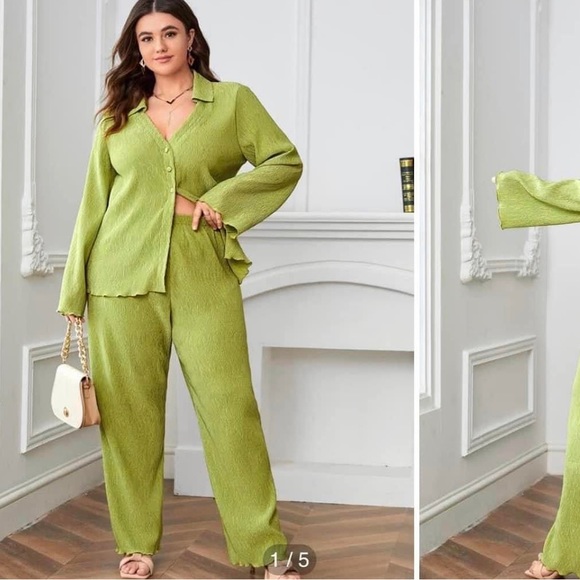 SHEIN | Pants & Jumpsuits | Green Two Piece Set | Poshmark